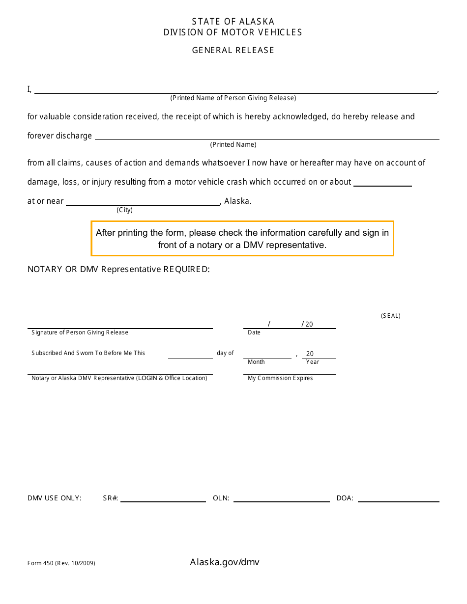 Form 450 - Fill Out, Sign Online and Download Fillable PDF, Alaska ...