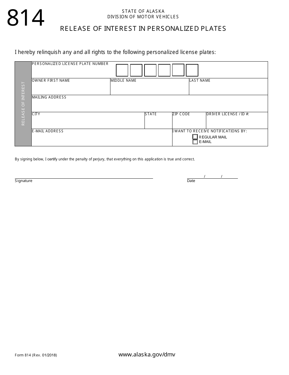 Form 814 - Fill Out, Sign Online and Download Fillable PDF, Alaska ...
