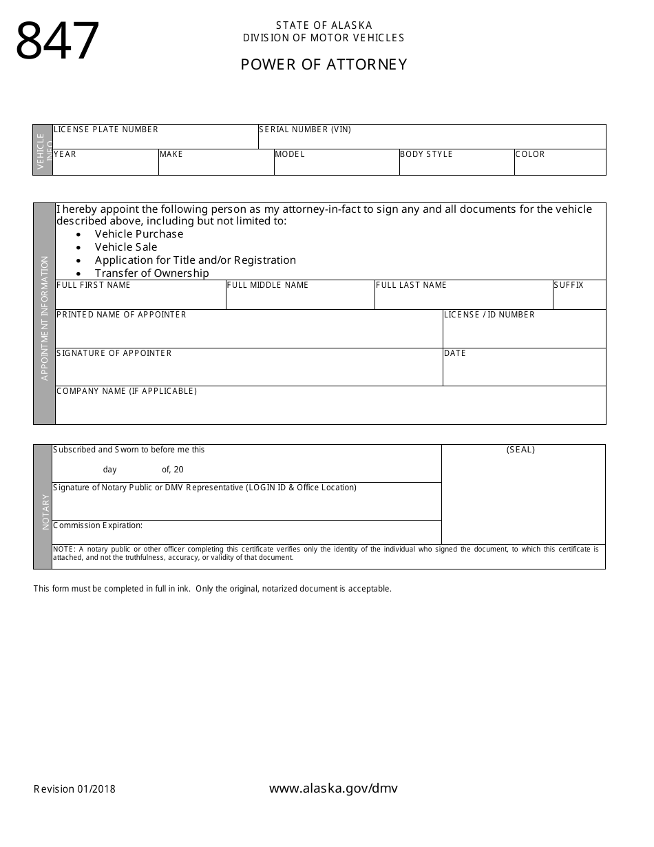 Form 847 - Fill Out, Sign Online and Download Fillable PDF, Alaska | Templateroller
