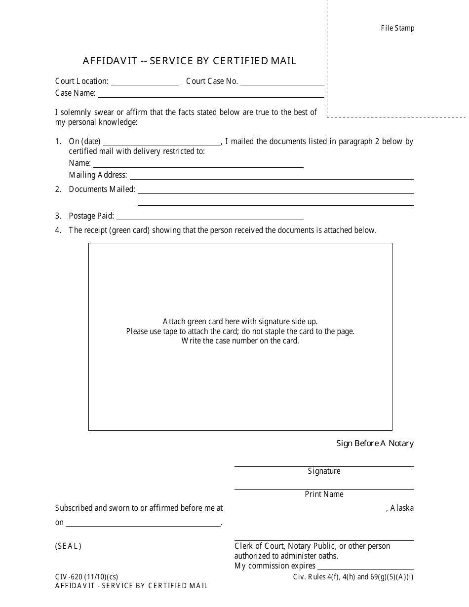 Form CIV-620 - Fill Out, Sign Online and Download Fillable PDF, Alaska | Templateroller
