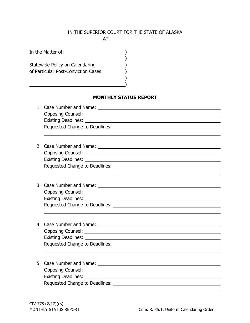 Form CIV-778 - Fill Out, Sign Online and Download Fillable PDF, Alaska ...