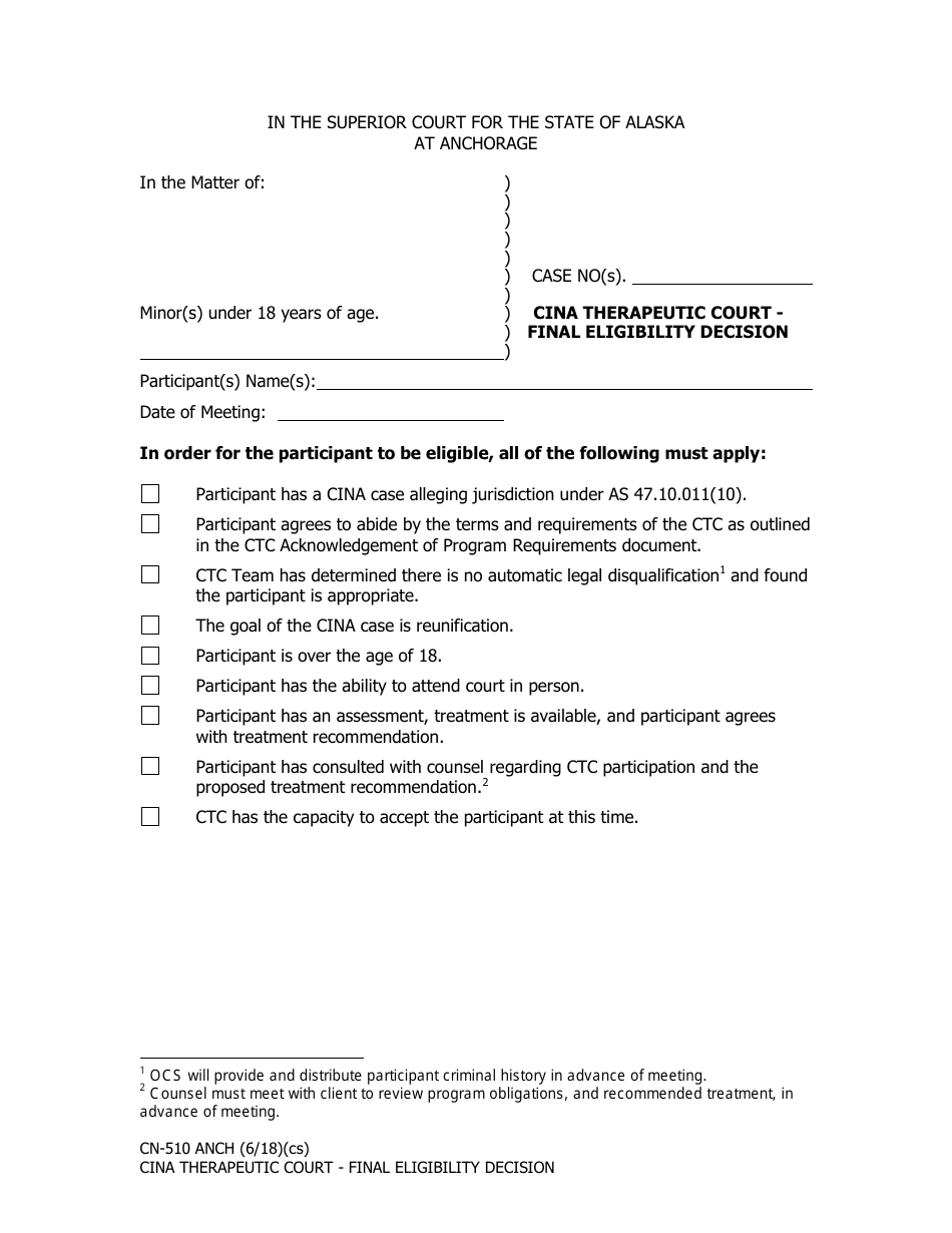 Form CN-510 ANCH - Fill Out, Sign Online and Download Fillable PDF ...