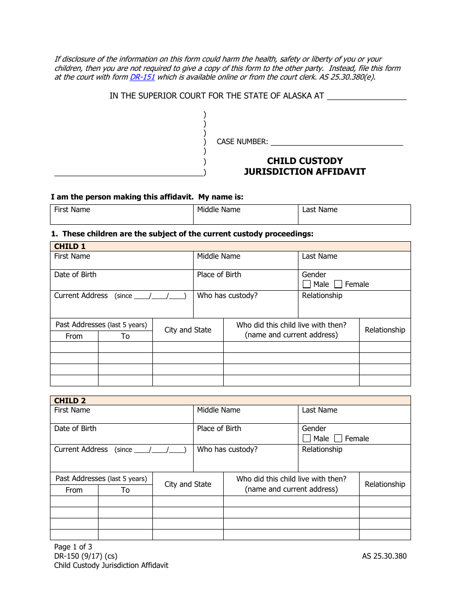 Form DR-150 - Fill Out, Sign Online and Download Fillable PDF, Alaska ...