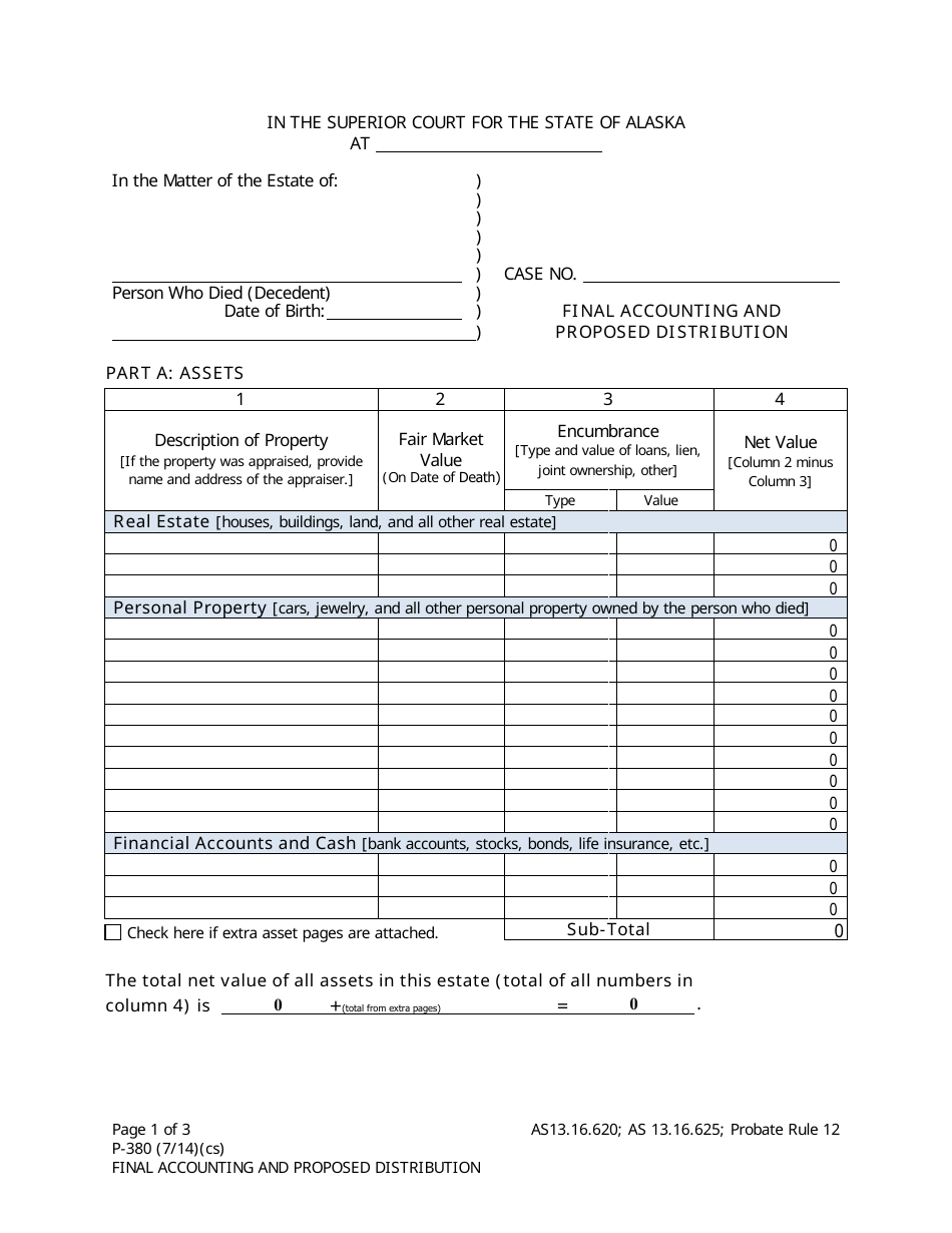Form P-380 - Fill Out, Sign Online and Download Fillable PDF, Alaska ...
