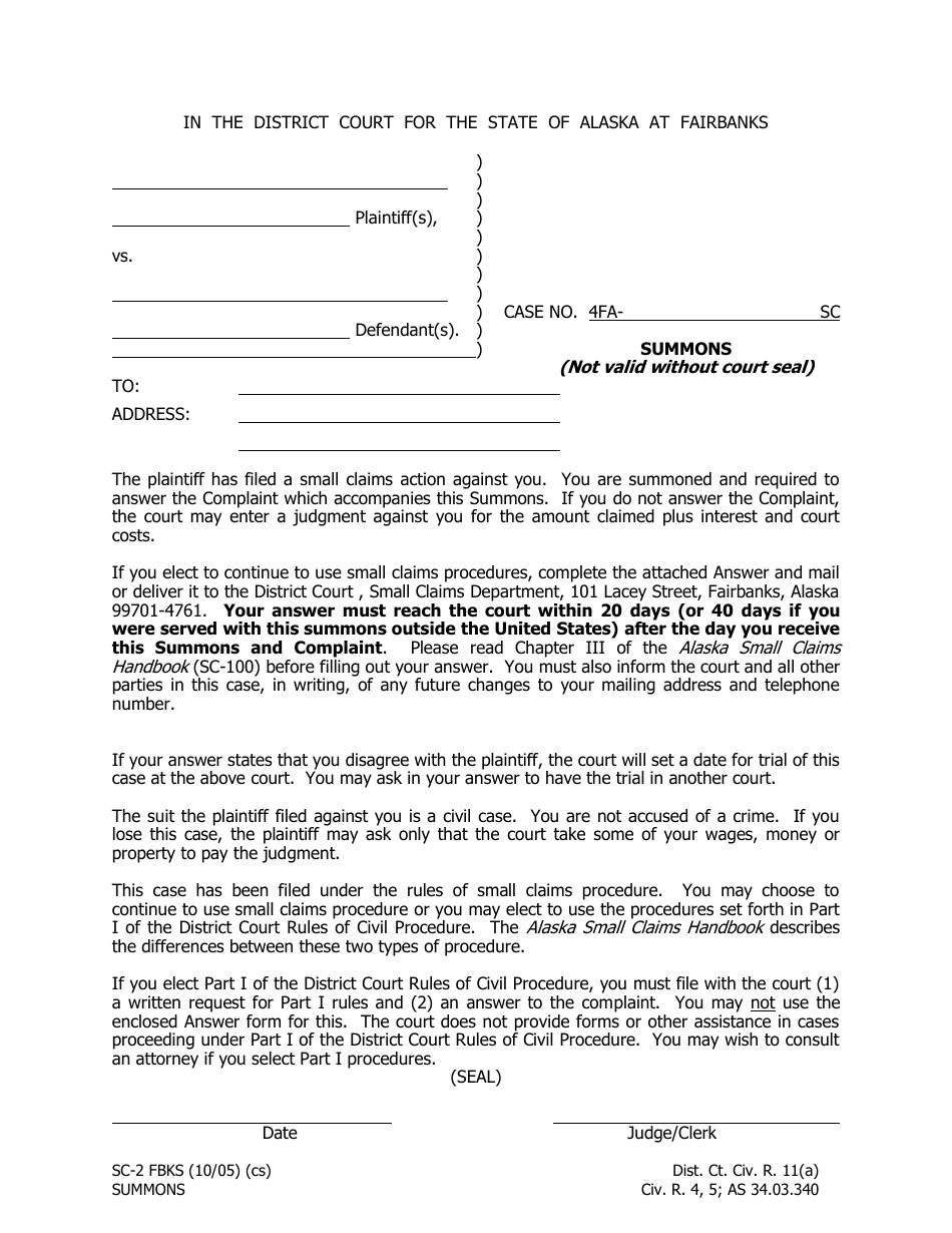 Form SC-2 FBKS - Fill Out, Sign Online and Download Printable PDF, City ...