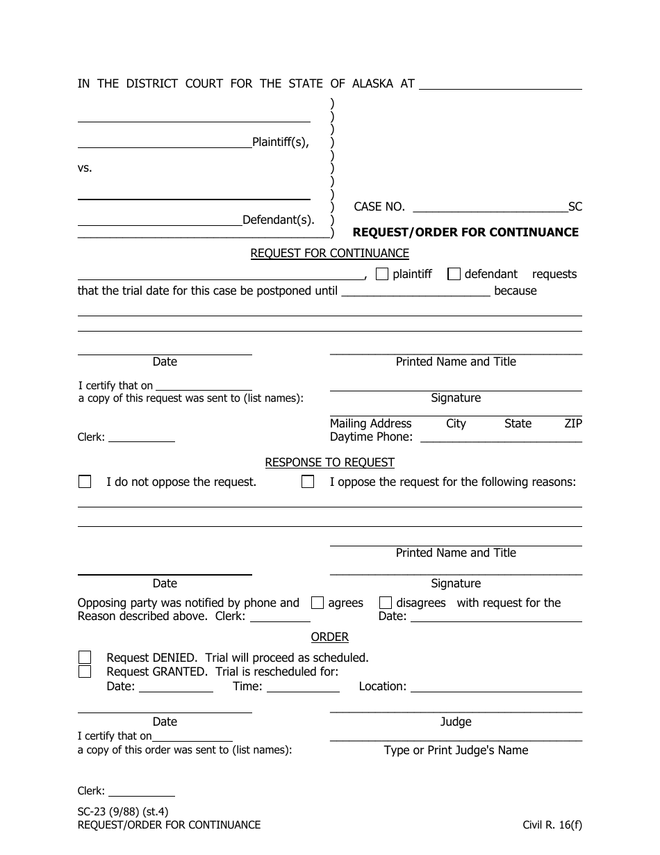 Form SC-23 - Fill Out, Sign Online and Download Fillable PDF, Alaska ...