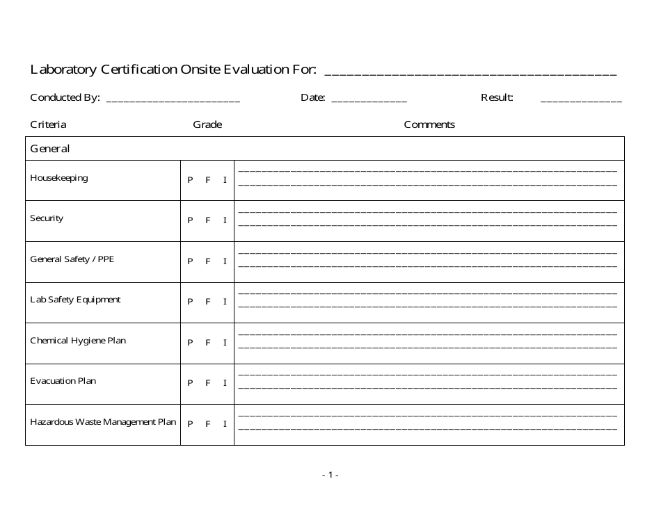 Arizona Laboratory Certification Onsite Evaluation Form - Fill Out ...