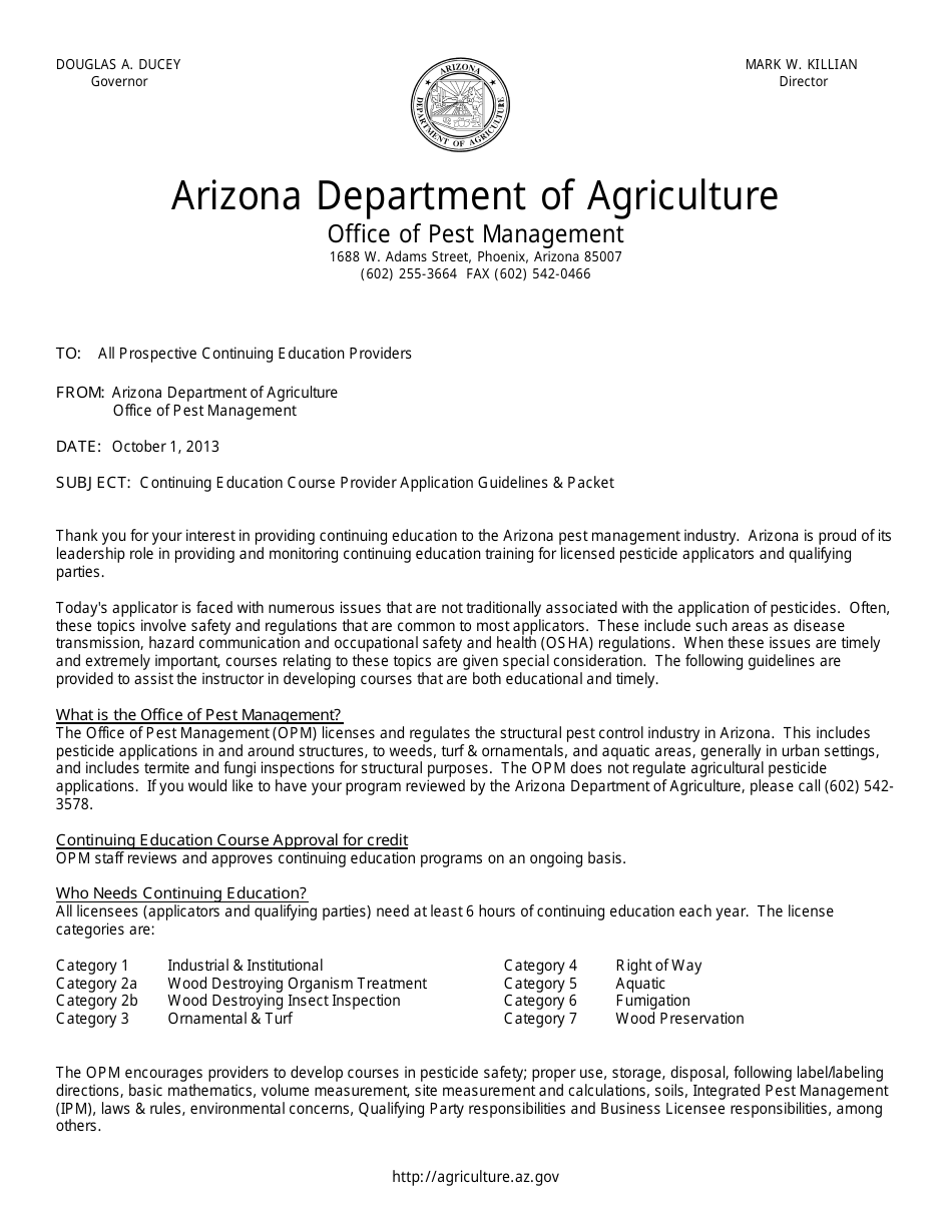 Arizona Continuing Education Course Provider Application Guidelines ...