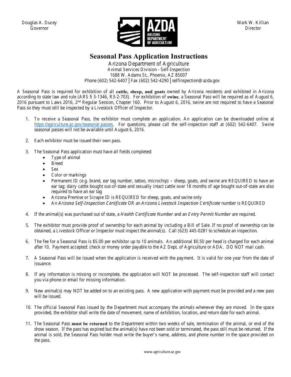 Download Instructions for Seasonal Pass Application PDF | Templateroller