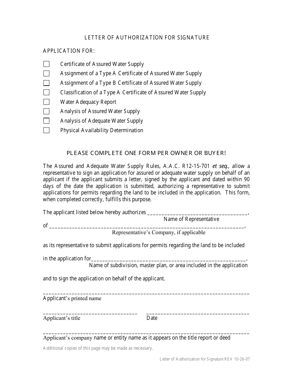 Arizona Letter of Authorization for Signature - Fill Out, Sign Online ...