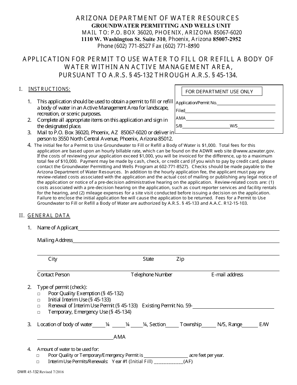 Form DWR45-132 - Fill Out, Sign Online and Download Printable PDF ...
