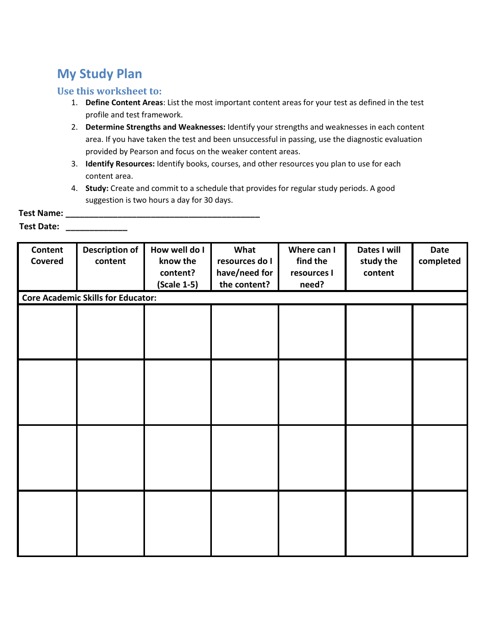 Arizona Study Plan Worksheet Template - Fill Out, Sign Online and ...