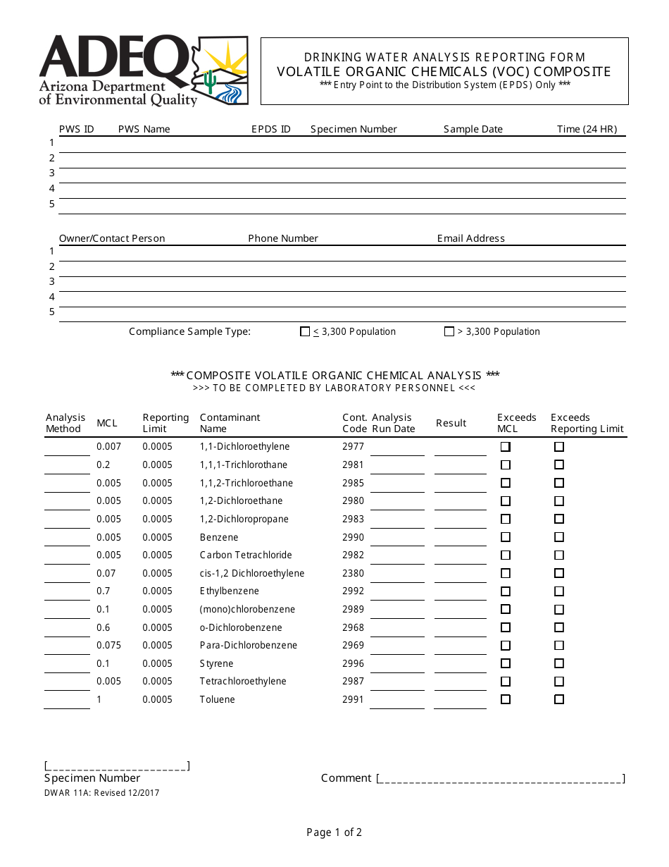 ADEQ Form DWAR11A - Fill Out, Sign Online and Download Fillable PDF ...