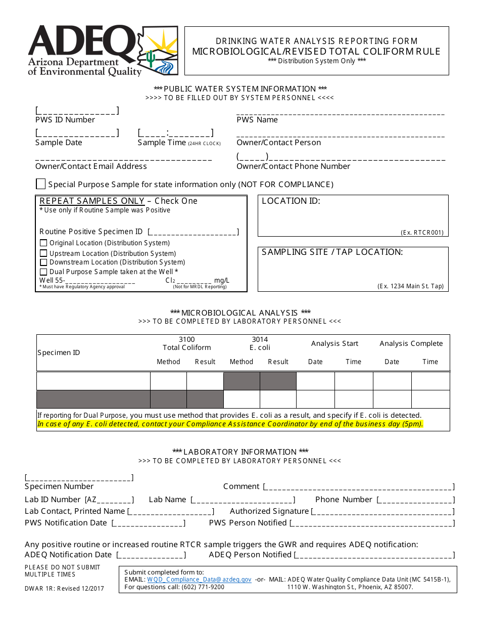 ADEQ Form DWAR1R - Fill Out, Sign Online and Download Fillable PDF ...