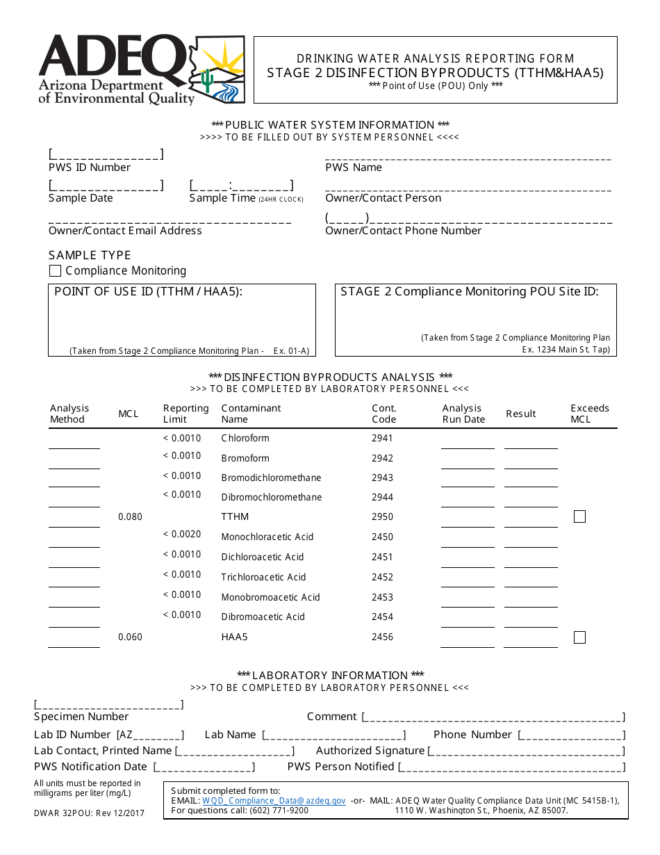 ADEQ Form DWAR32POU - Fill Out, Sign Online and Download Fillable PDF ...
