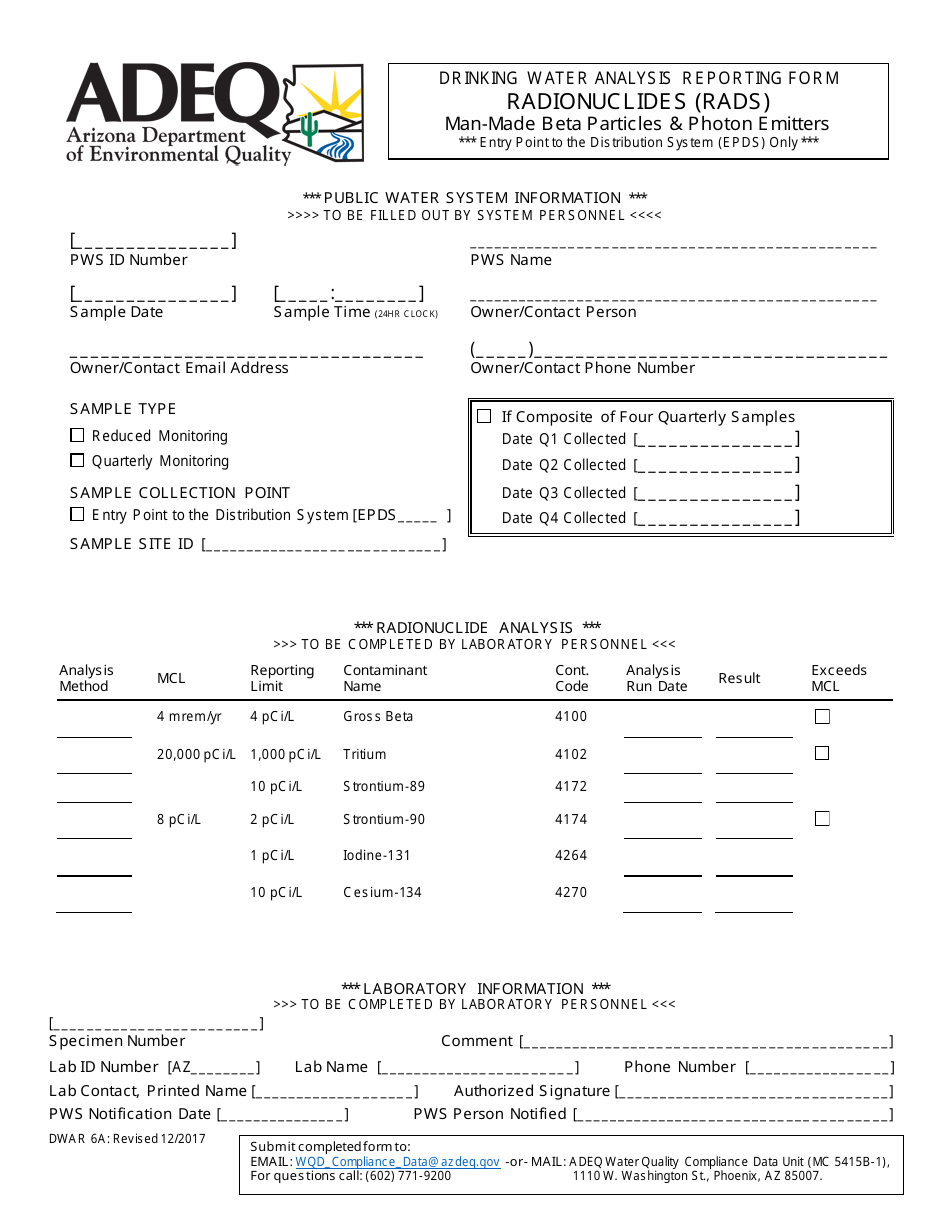 ADEQ Form DWAR6A - Fill Out, Sign Online and Download Fillable PDF ...