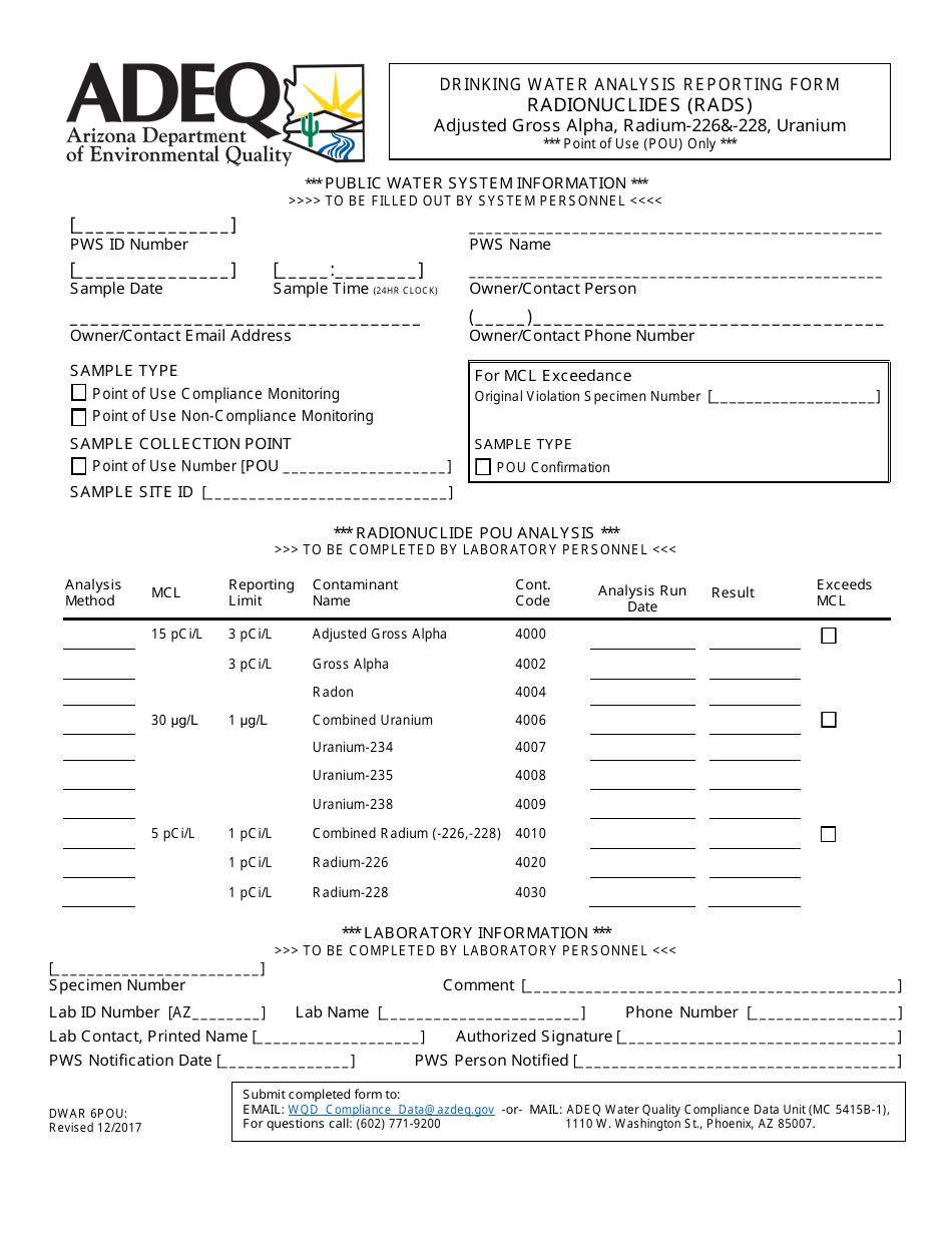 ADEQ Form DWAR6POU - Fill Out, Sign Online and Download Fillable PDF ...