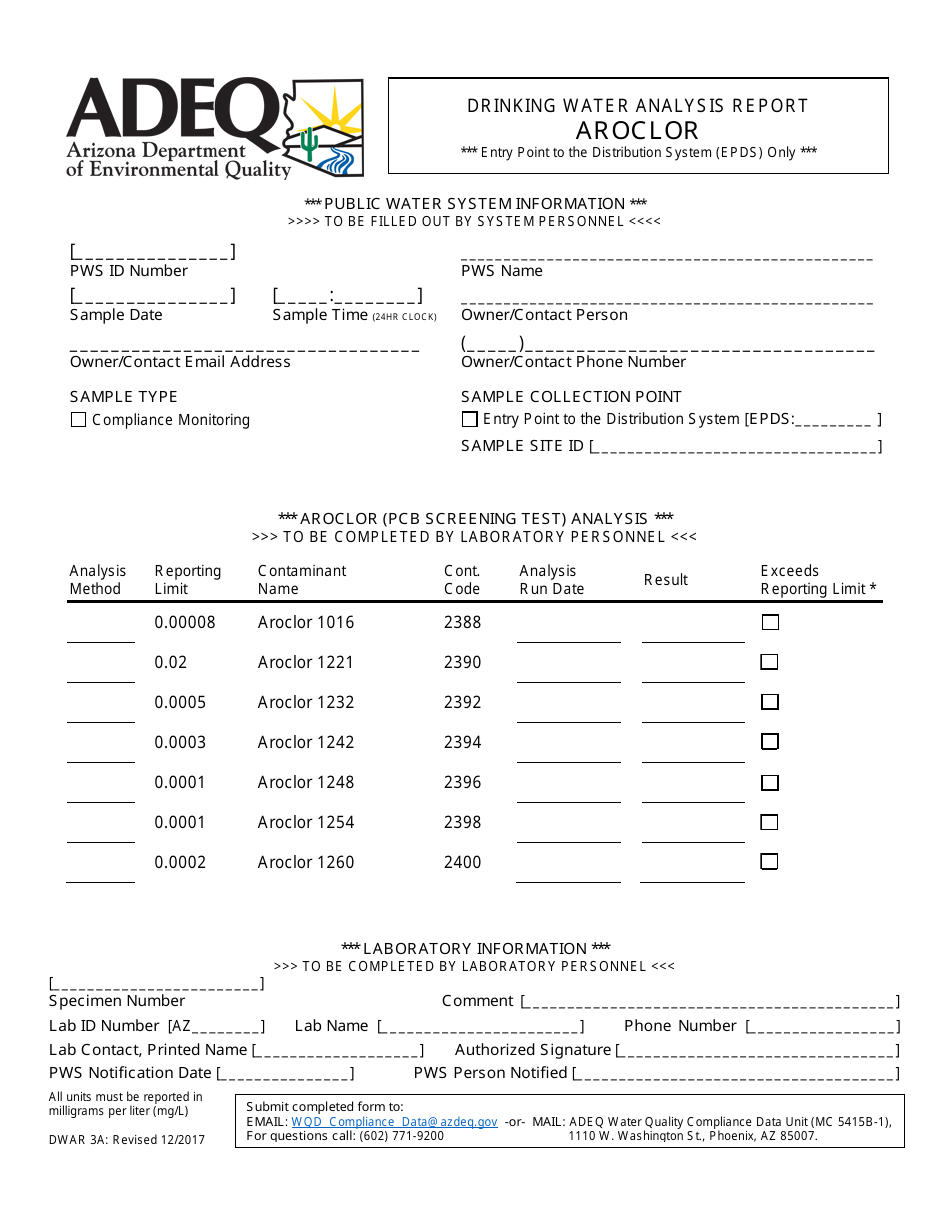 ADEQ Form DWAR3A - Fill Out, Sign Online and Download Fillable PDF ...
