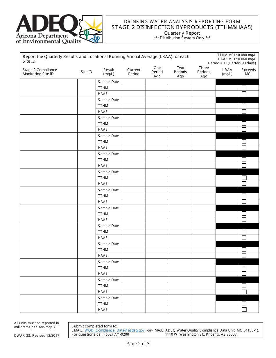 ADEQ Form DWAR33 - Fill Out, Sign Online and Download Fillable PDF ...