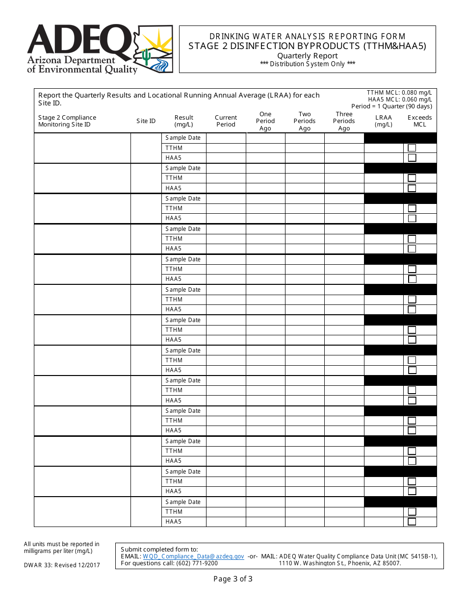 ADEQ Form DWAR33 - Fill Out, Sign Online and Download Fillable PDF ...