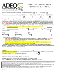 Arizona Operator Certification Early Examination Form Download Fillable ...