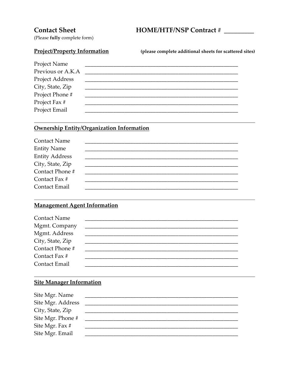 Arizona Home/Htf/Nsp Contact Sheet - Fill Out, Sign Online and Download ...
