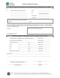 Arizona Asset Verification Form Download Printable PDF | Templateroller