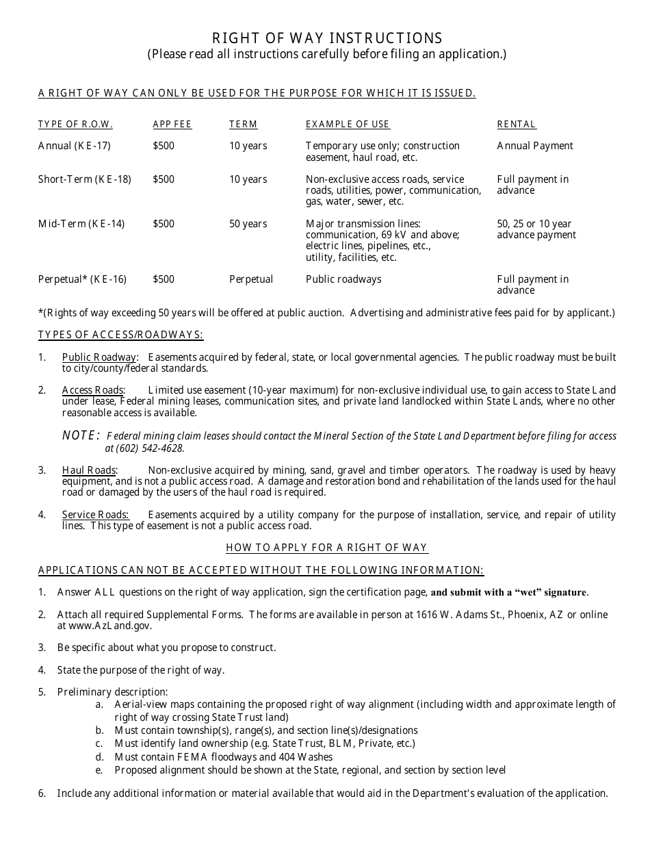 Download Instructions for Right of Way PDF | Templateroller