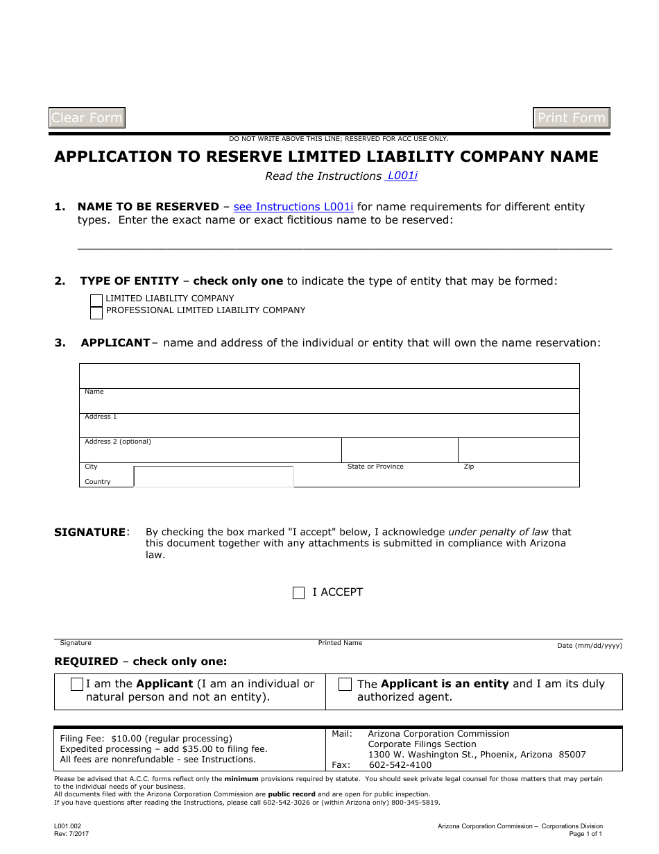 Form L001.002 - Fill Out, Sign Online and Download Fillable PDF ...