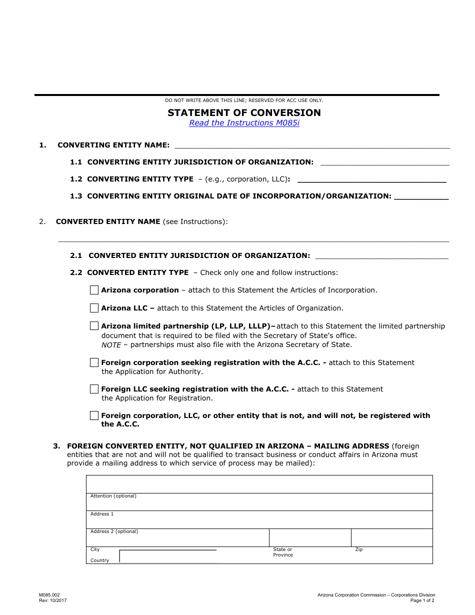 Form M085.002 - Fill Out, Sign Online and Download Fillable PDF ...
