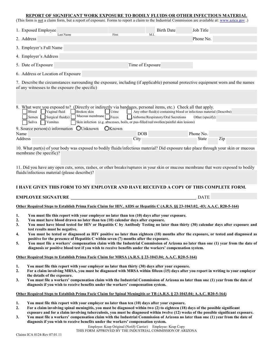Form Claims ICA0124 - Fill Out, Sign Online and Download Fillable PDF ...