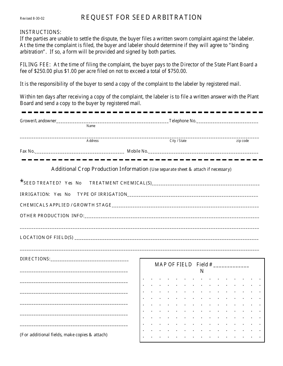 Arkansas Request for Seed Arbitration - Fill Out, Sign Online and ...