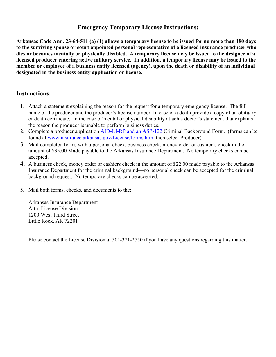 Download Instructions for Emergency Temporary License PDF | Templateroller