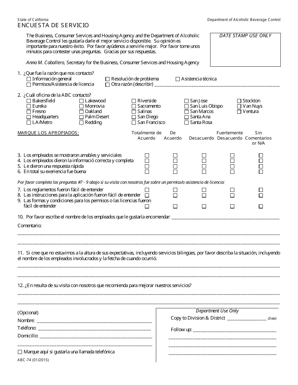 Formulario ABC-74 - Fill Out, Sign Online and Download Fillable PDF ...