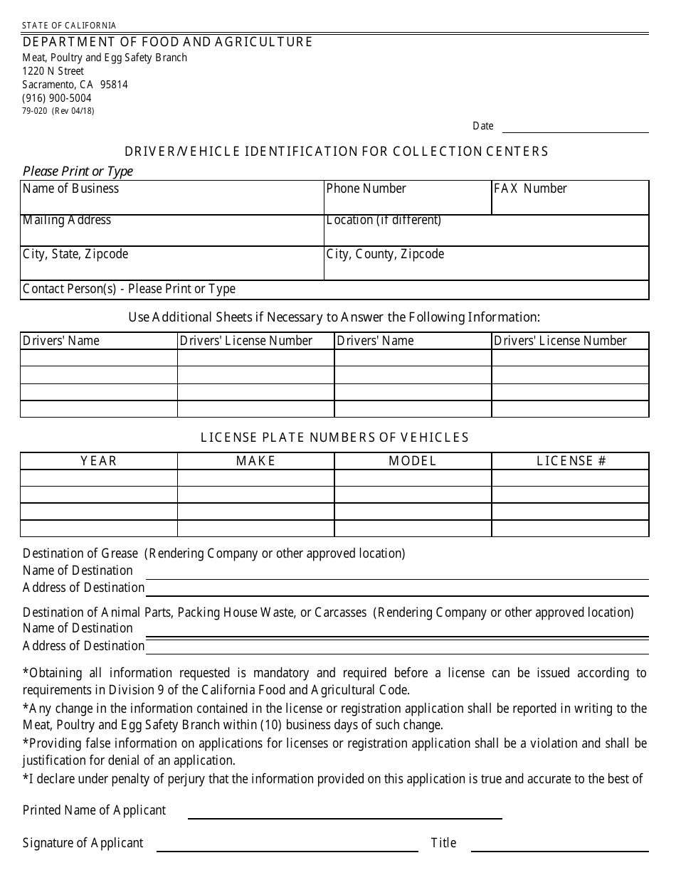 Form 79-020 - Fill Out, Sign Online and Download Fillable PDF ...