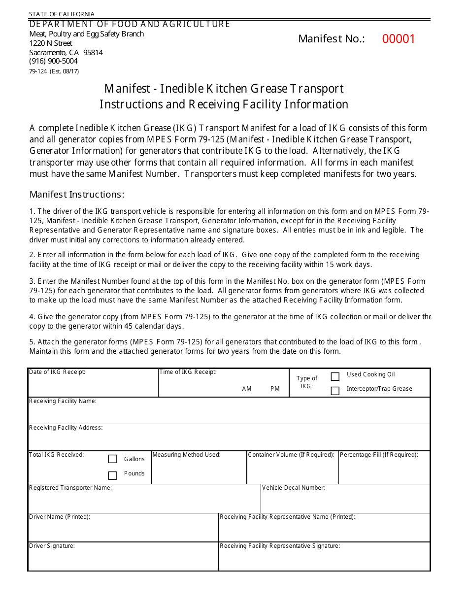 Form 79-124 - Fill Out, Sign Online and Download Printable PDF ...