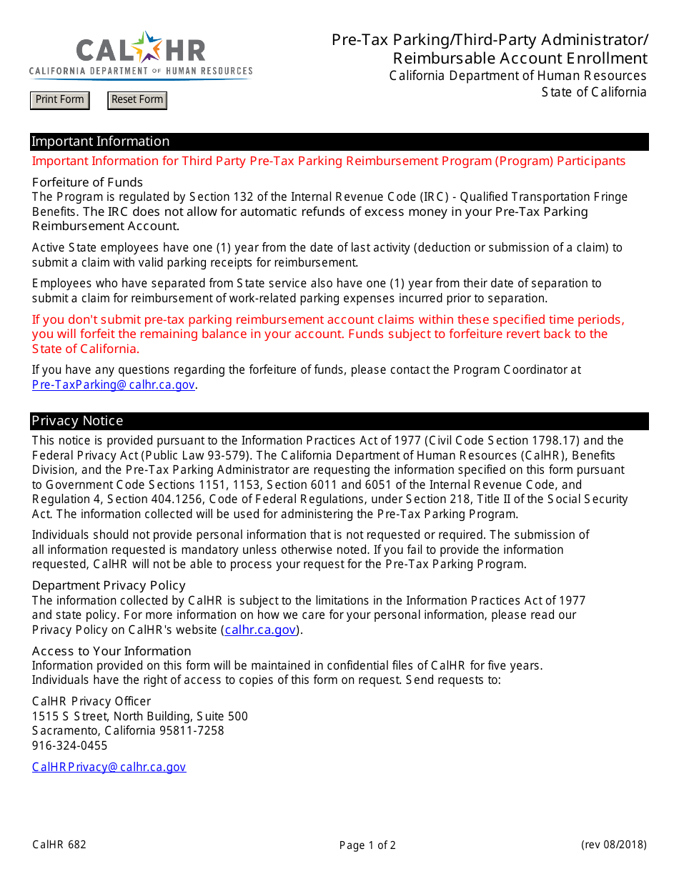 Form CALHR682 - Fill Out, Sign Online and Download Fillable PDF ...