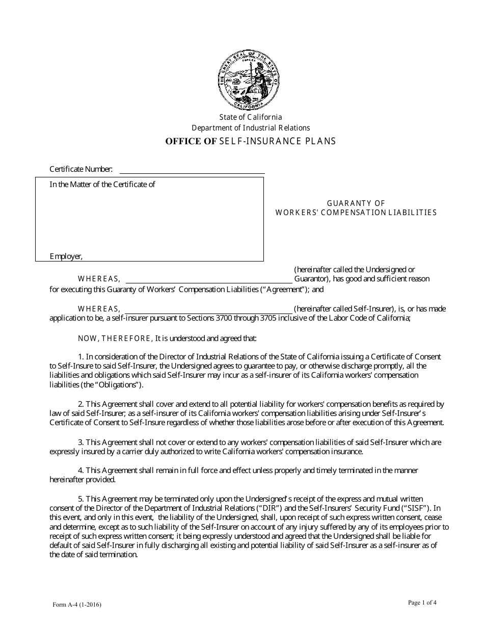 Form A-4 - Fill Out, Sign Online and Download Fillable PDF, California ...