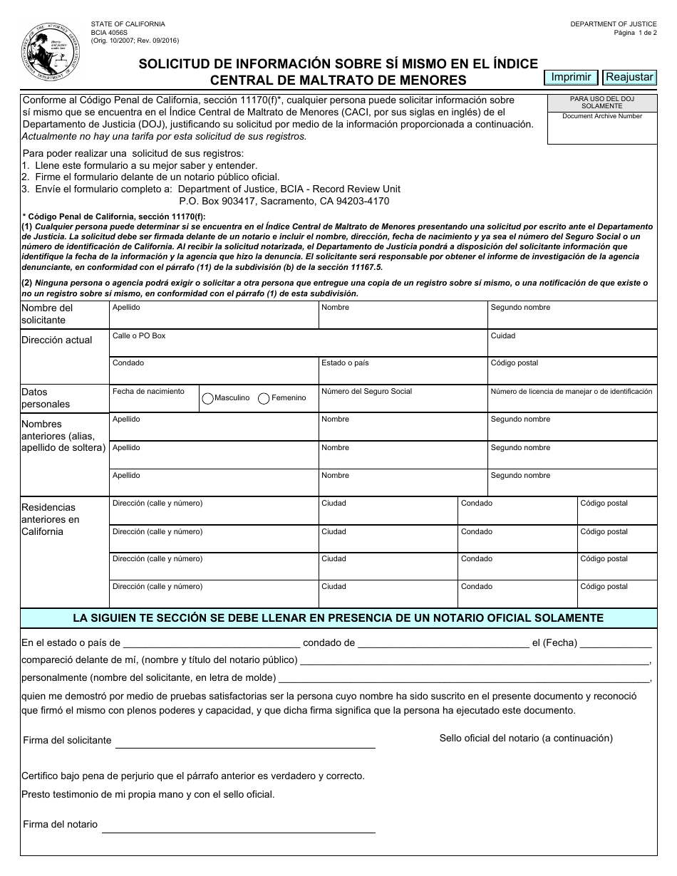 Formulario BCIA4056S - Fill Out, Sign Online and Download Fillable PDF ...