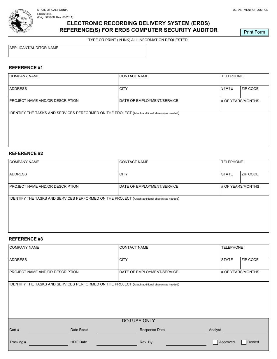 Form ERDS0004 - Fill Out, Sign Online and Download Fillable PDF ...