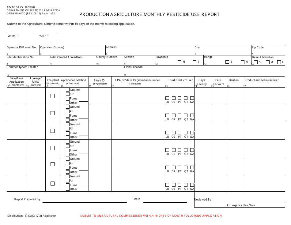 Form DPR-PML-017C - Fill Out, Sign Online and Download Fillable PDF ...