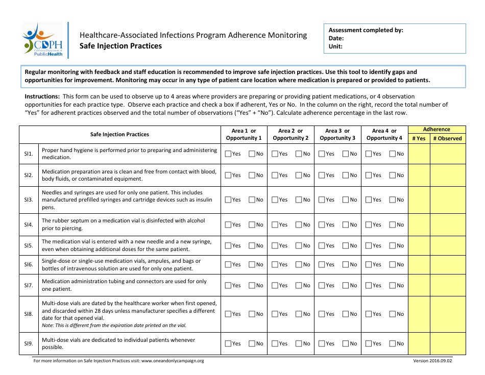 California Injection Safety Adherence Monitoring Tool - Fill Out, Sign ...