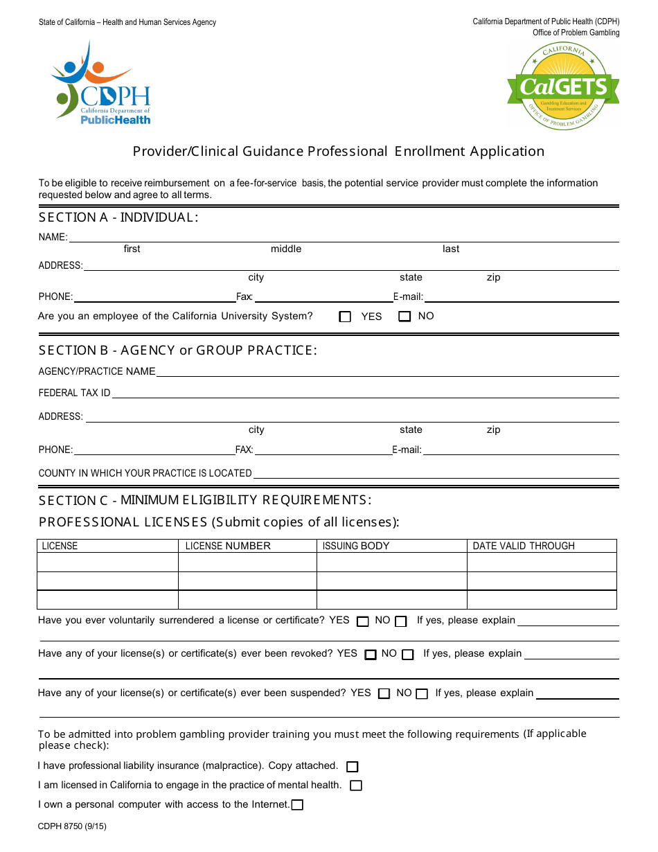 Form CDPH8750 - Fill Out, Sign Online and Download Fillable PDF ...