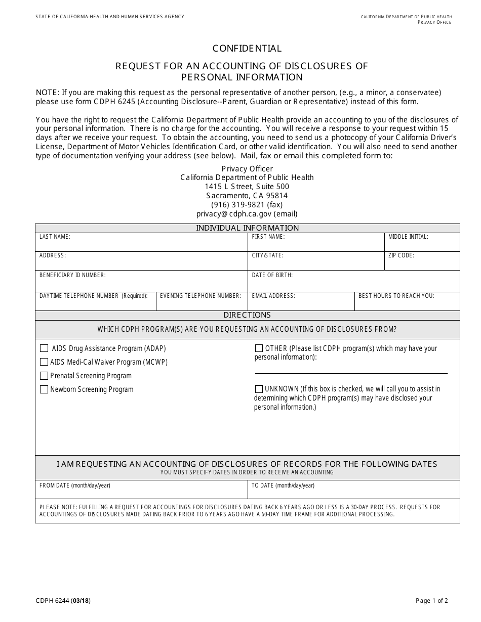 Form Cdph6244 Fill Out Sign Online And Download Fillable Pdf