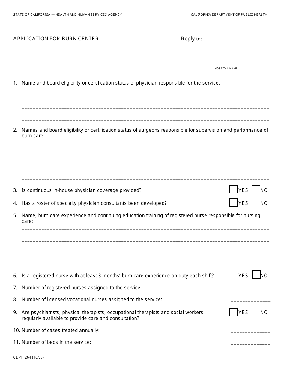 Form CDPH264 - Fill Out, Sign Online and Download Fillable PDF ...