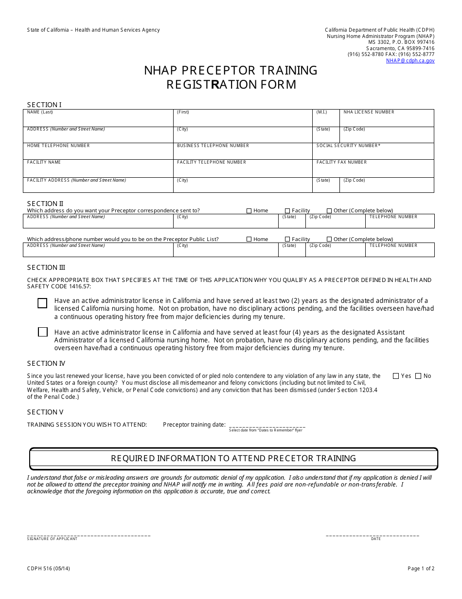 Form CDPH516 - Fill Out, Sign Online and Download Fillable PDF ...