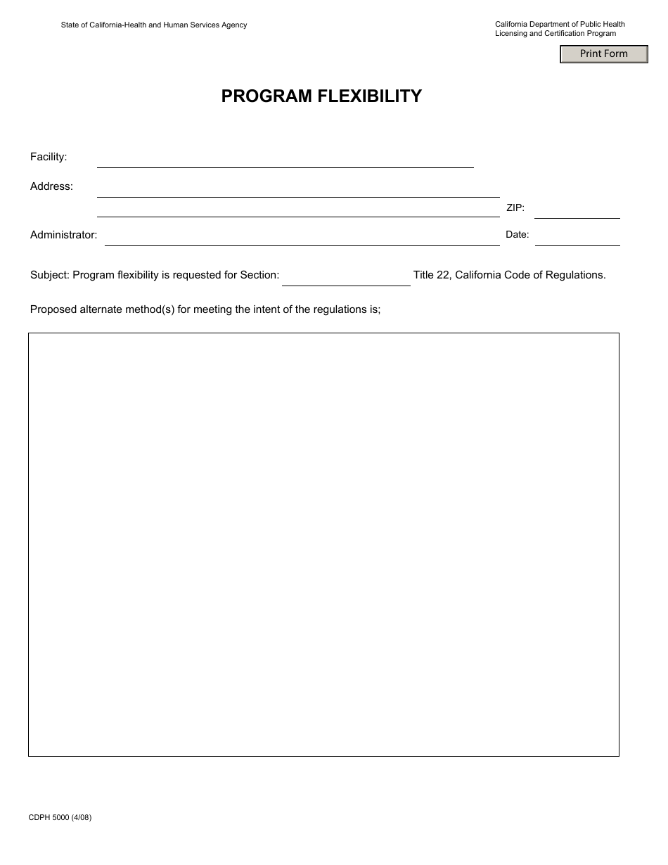 Form CDPH5000 - Fill Out, Sign Online and Download Fillable PDF ...
