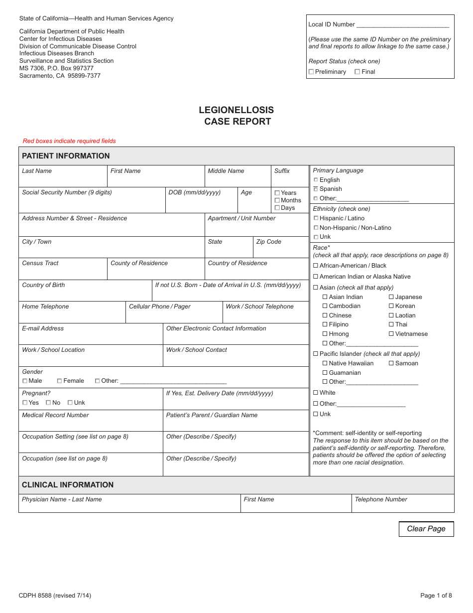 Form CDPH8588 - Fill Out, Sign Online and Download Fillable PDF ...