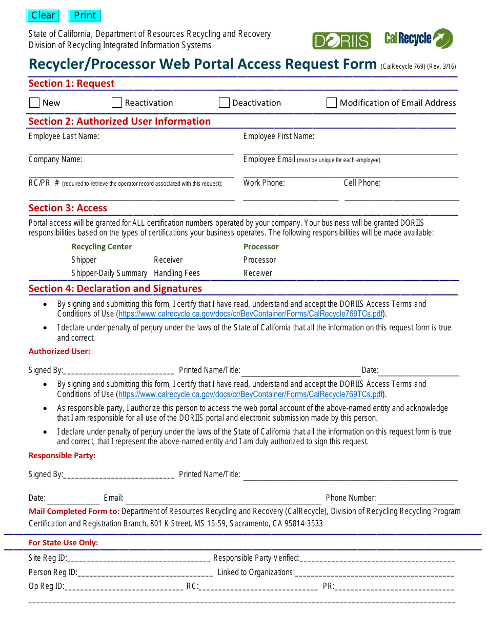 Form CalRecycle769 - Fill Out, Sign Online and Download Fillable PDF ...
