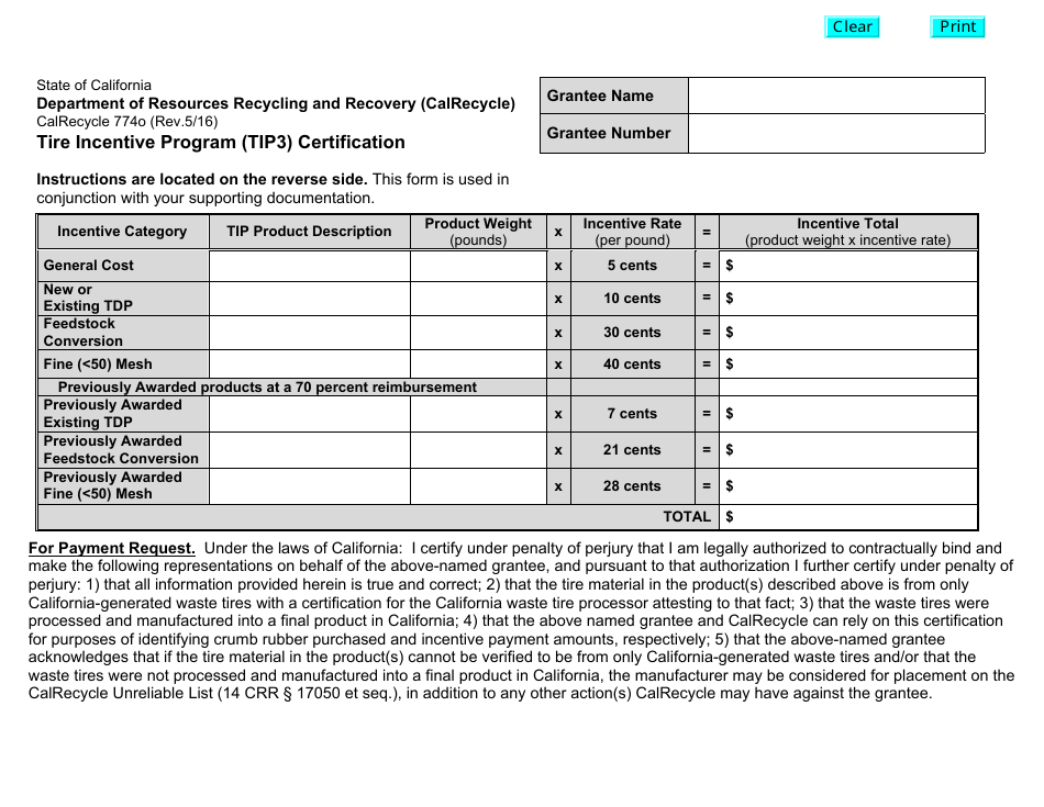 Form CalRecycle774O - Fill Out, Sign Online and Download Fillable PDF ...